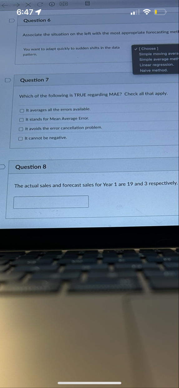 Solved 6:47 1Question 6Associate the situation on the left | Chegg.com