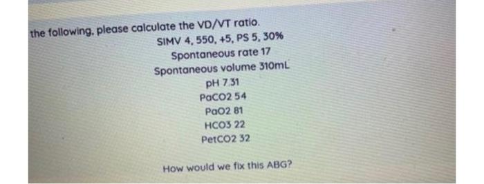 Solved the following. please calculate the VD/VT ratio. | Chegg.com