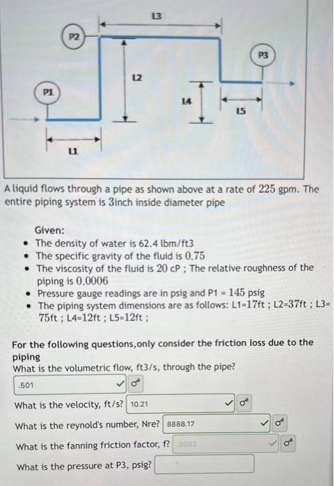 Solved entire piping system is 3 inch inside diameter pipe | Chegg.com