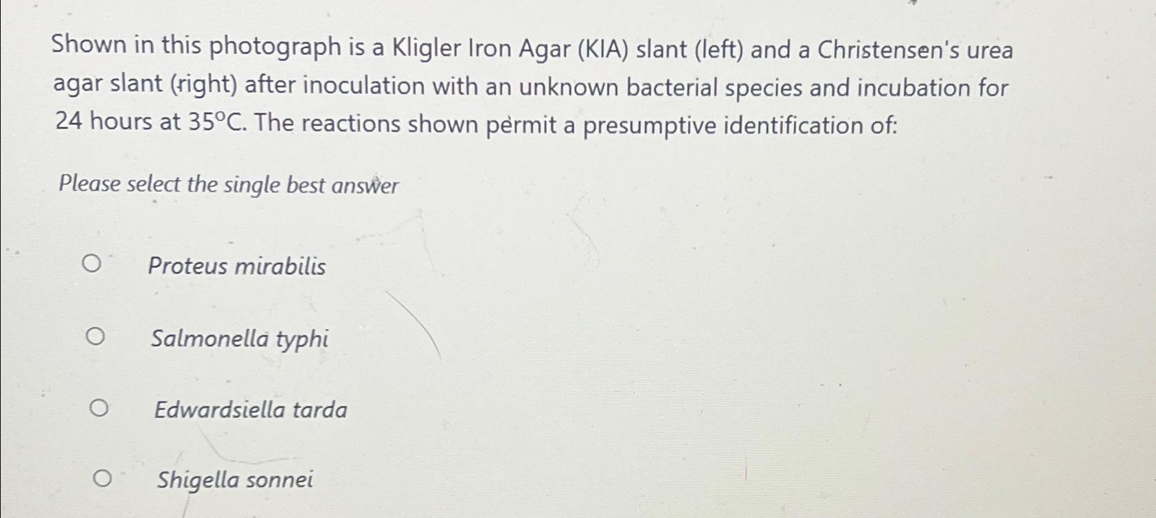 Solved Shown in this photograph is a Kligler Iron Agar (KIA) | Chegg.com
