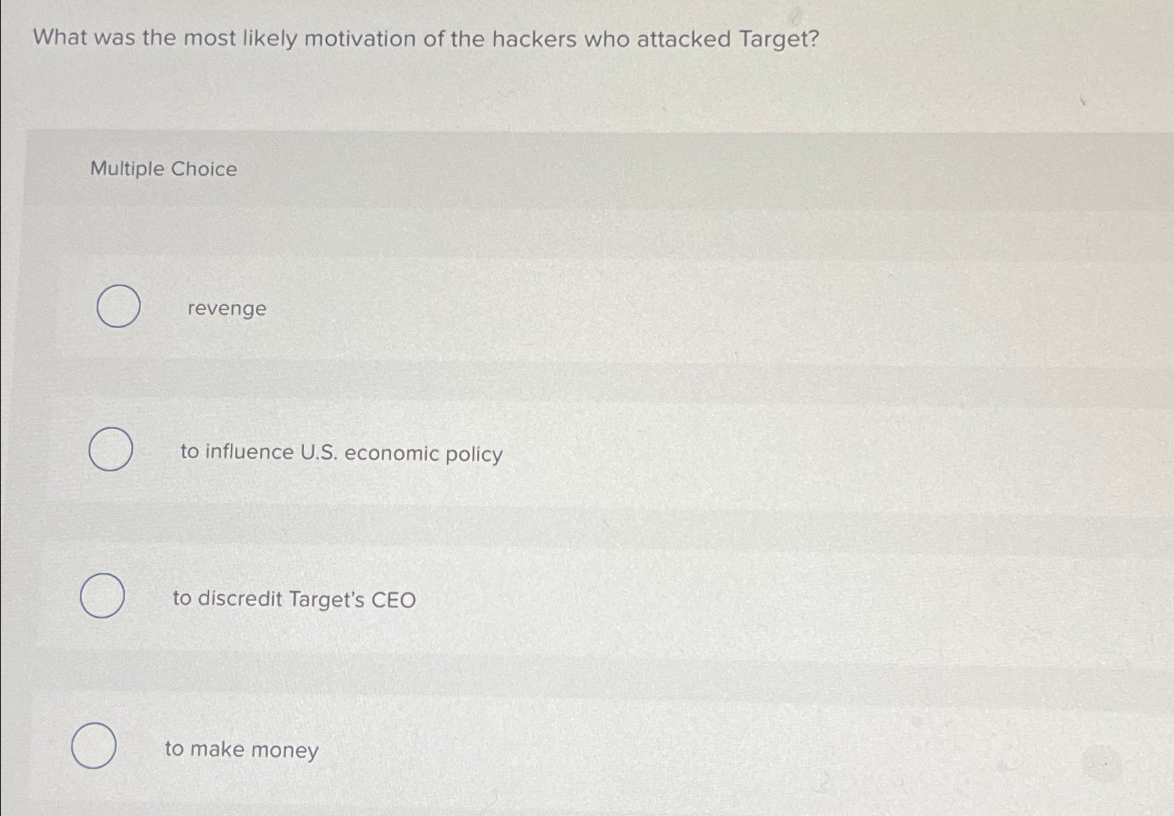 Solved What was the most likely motivation of the hackers | Chegg.com