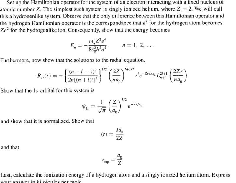 Solved Set up the Hamiltonian operator for the system of an | Chegg.com