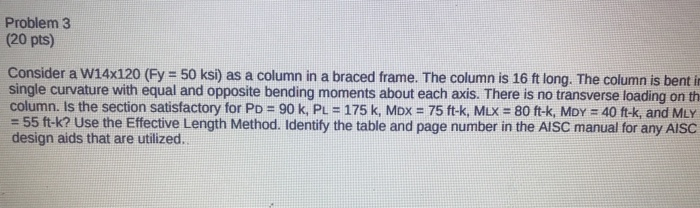 Solved Problem 3 (20 pts) Consider a W14x120 (Fy = 50 ksi) | Chegg.com