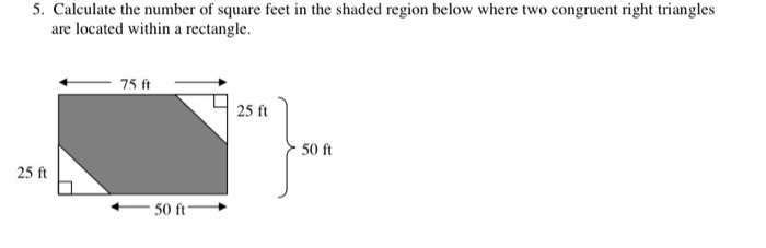 Solved 5. Calculate the number of square feet in the shaded | Chegg.com