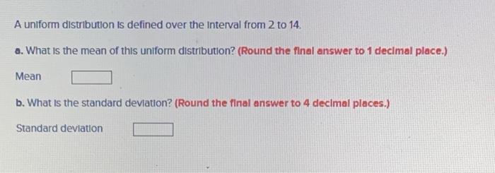 Solved A uniform distribution is defined over the interval | Chegg.com