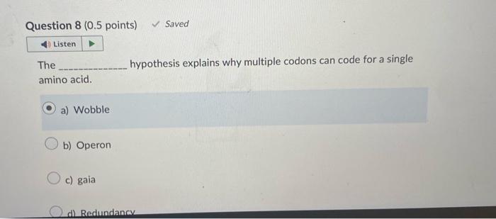 Solved The Hypothesis Explains Why Multiple Codons Can Code