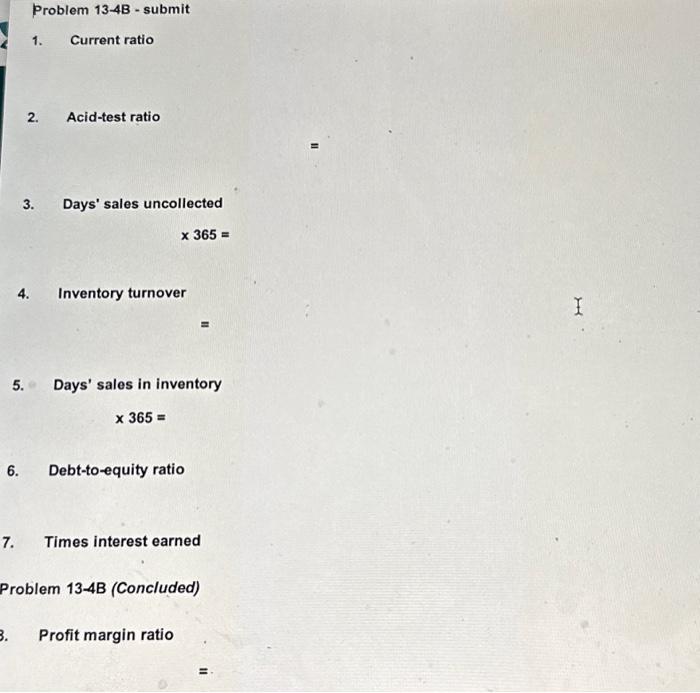 Solved 6. 7. 5. 3. 4. Problem 13-4B-submit 1. 2. 3. Current | Chegg.com