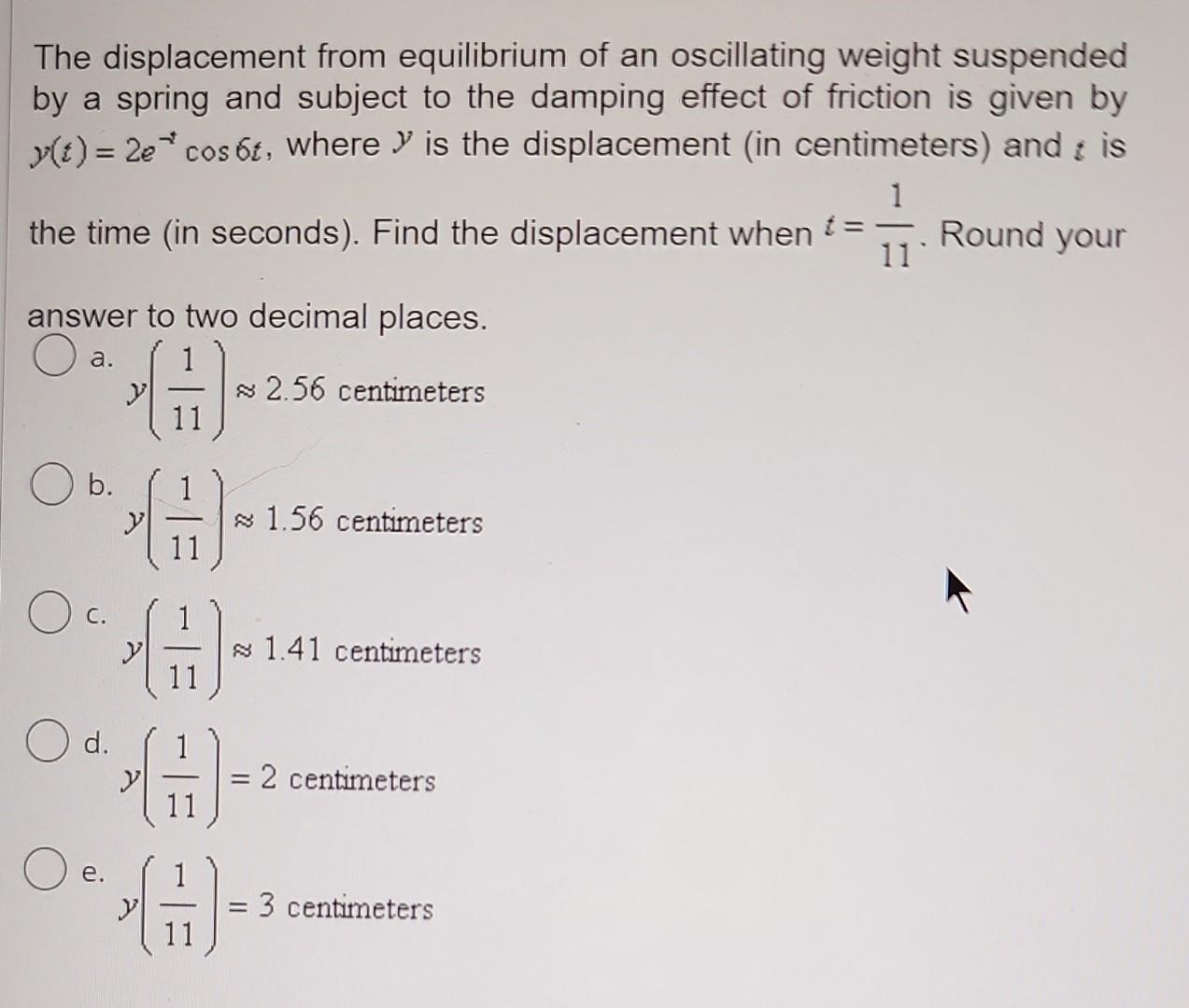Solved The displacement from equilibrium of an oscillating | Chegg.com