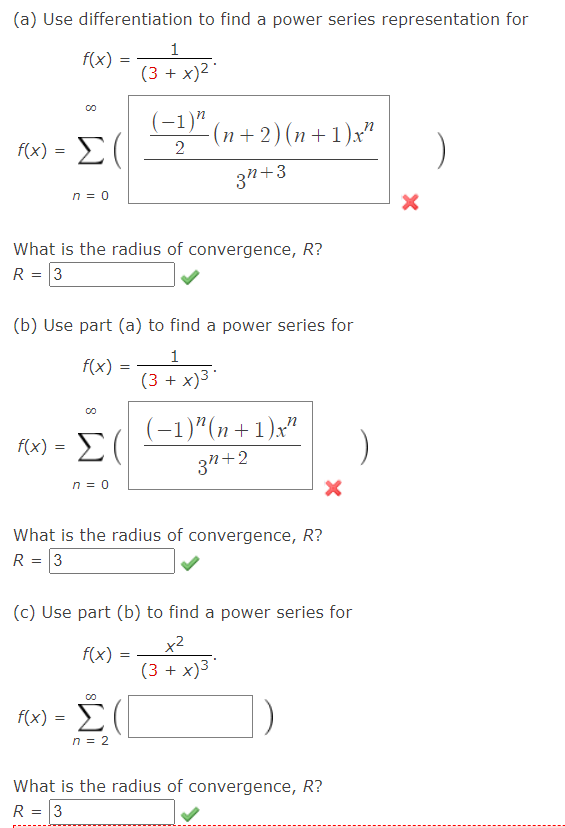 Solved (a) ﻿Use differentiation to find a power series | Chegg.com