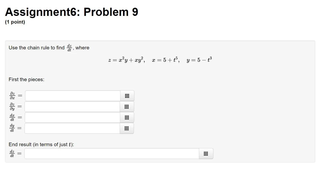 Solved Assignment6: Problem 11 (1 point) Use the chain rule | Chegg.com