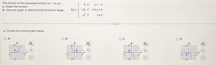 Solved The domain of the piecewise function is (-∞, ∞ ) a. | Chegg.com