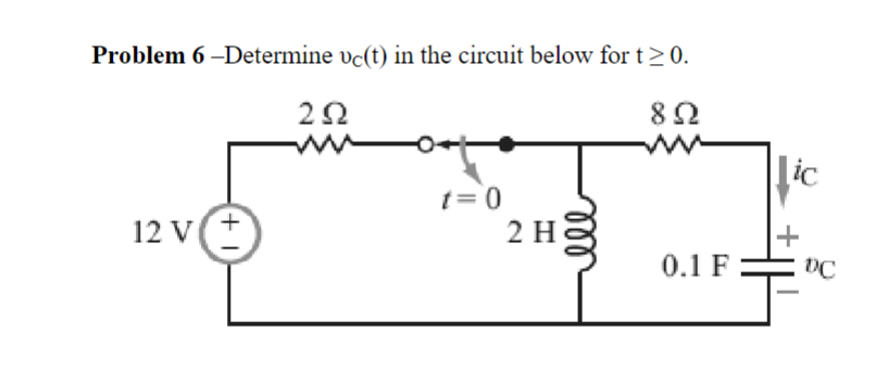 Solved Problem 6 -Determine vC(t) ﻿in the circuit below for | Chegg.com