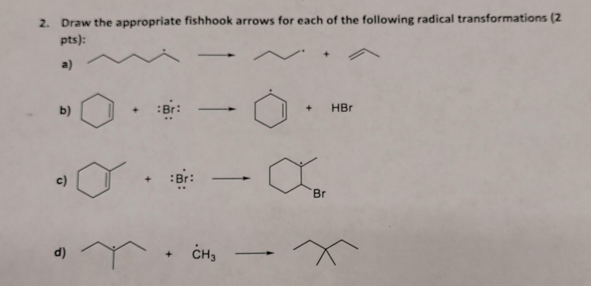 Solved 2. Draw the appropriate fishhook arrows for each of | Chegg.com