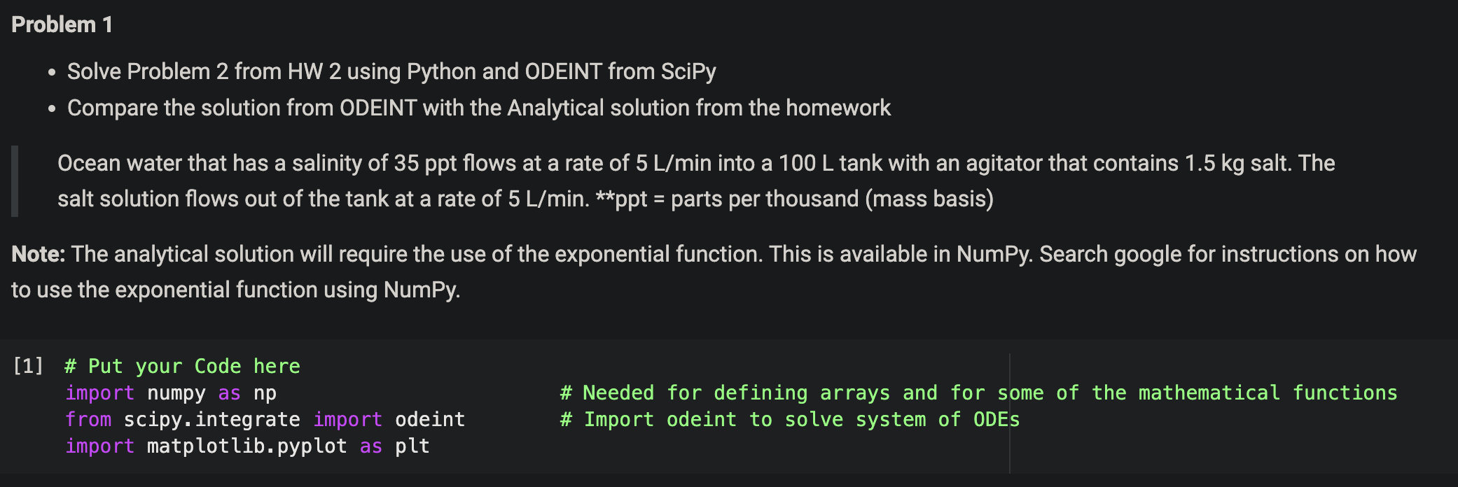 Solved Problem 1solve Problem 2 from Hw 2 using Python And