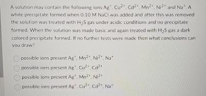 Solved A solution may contain the following ions | Chegg.com