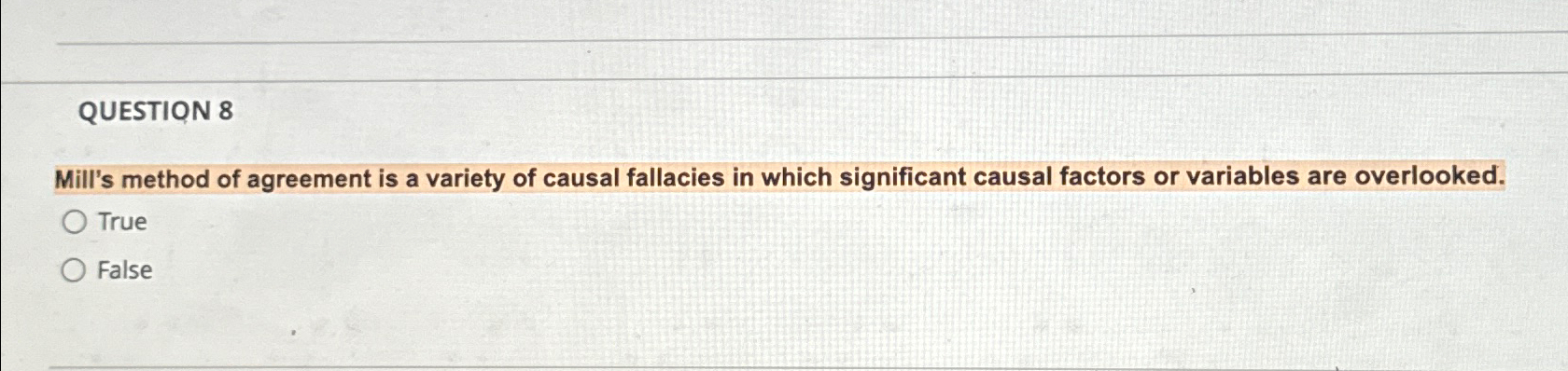 Solved QUESTION 8Mill's method of agreement is a variety of | Chegg.com