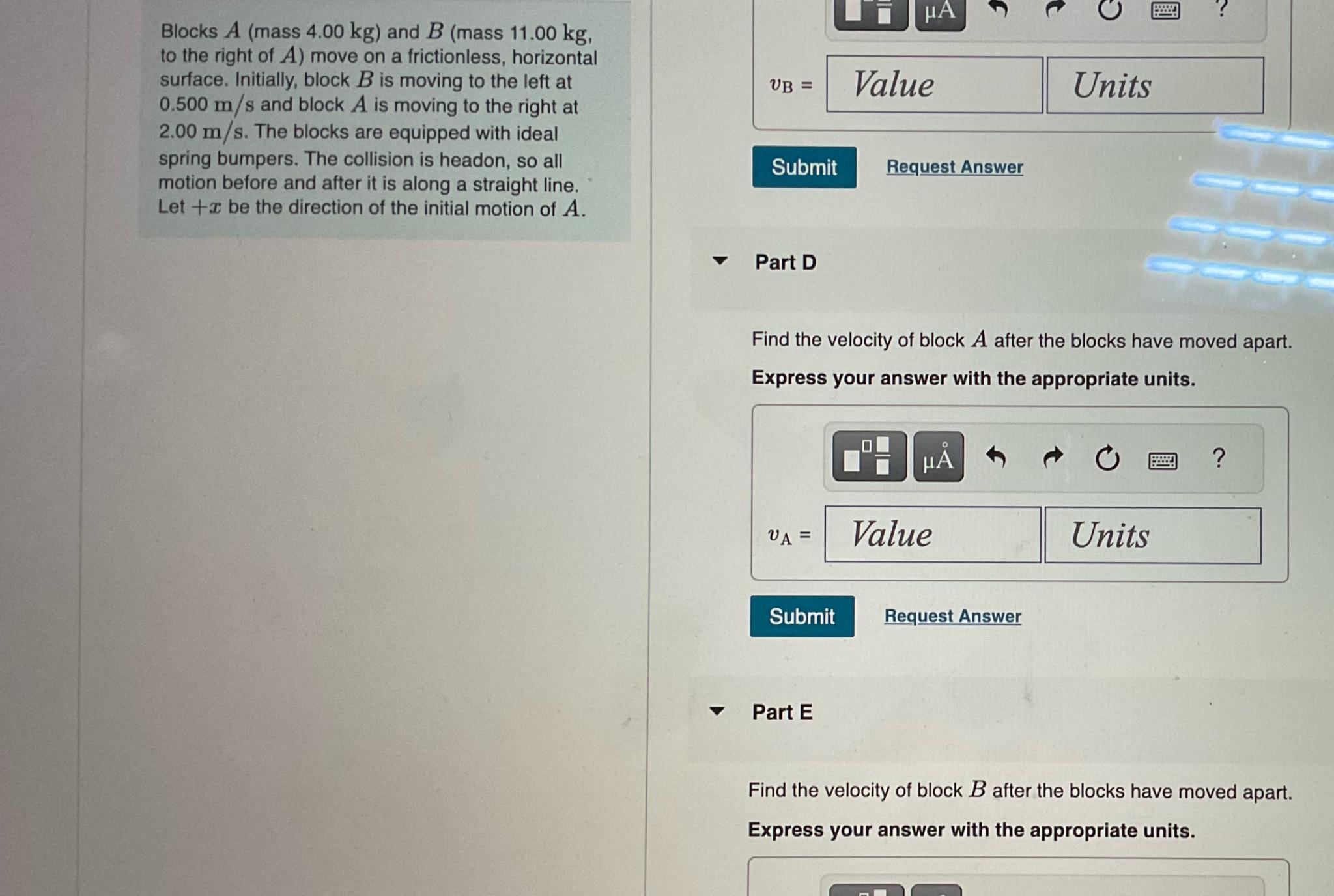 Solved Blocks A (mass 4.00kg ) ﻿and B (mass 11.00kg, ﻿to the | Chegg.com