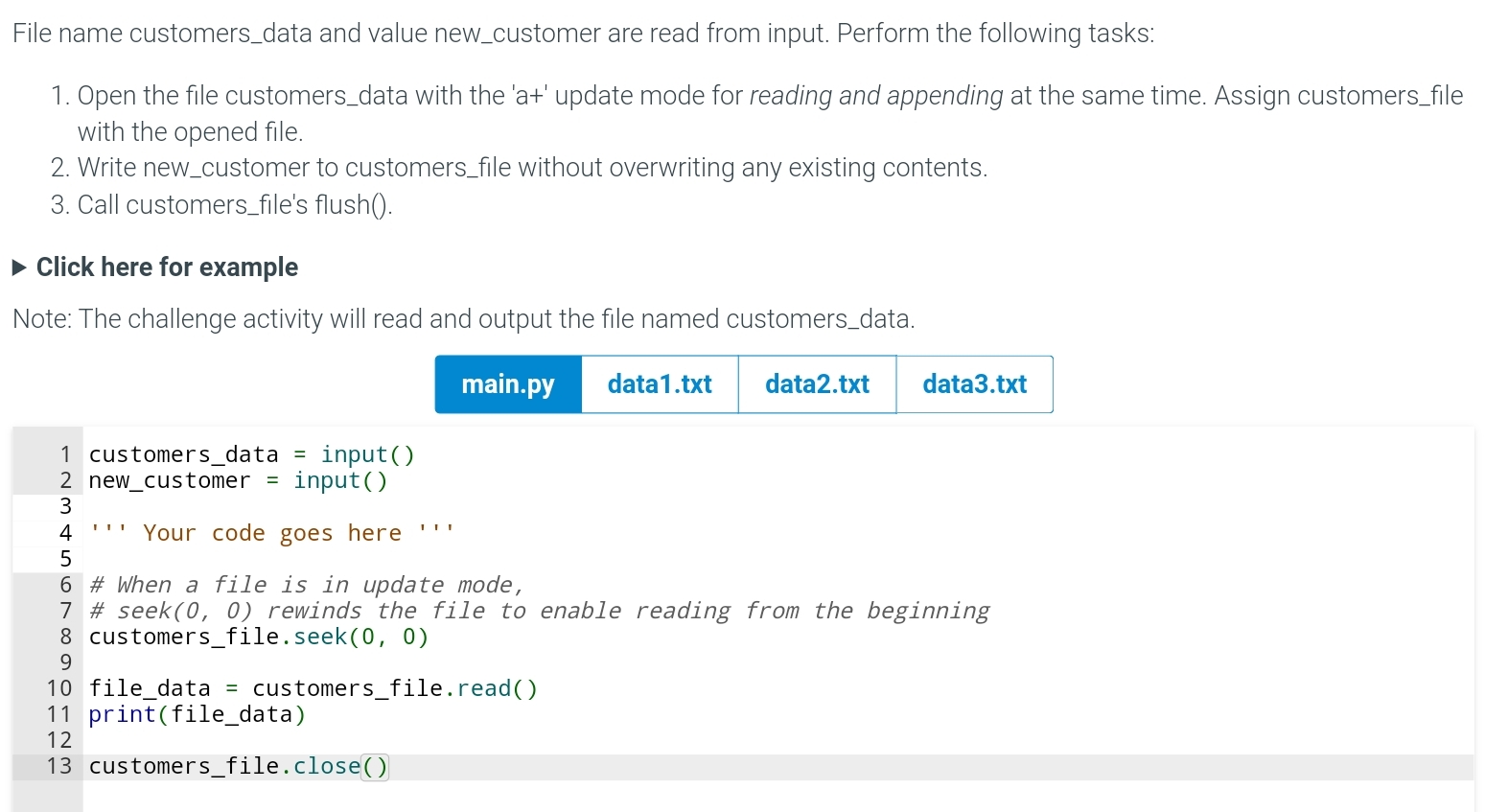 Solved File name customers_data and value new_customer are | Chegg.com