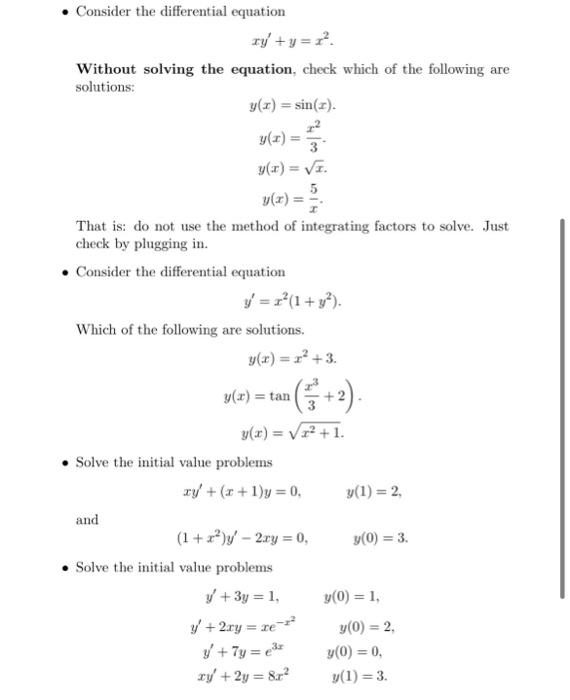 Solved - Consider the differential equation xy′+y=x2. | Chegg.com