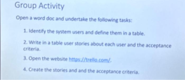 Group Activity Open a word doc and undertake the | Chegg.com
