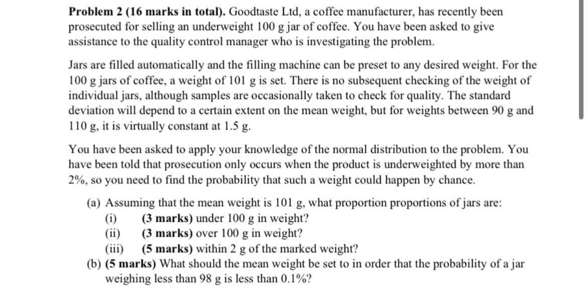 Solved Problem 2 (16 ﻿marks in total). ﻿Goodtaste Ltd, ﻿a | Chegg.com