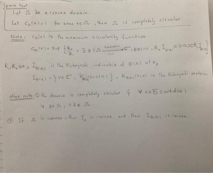 Solved \{prove that Let Ω be a convex domain. Let CΩ(x)=1 | Chegg.com