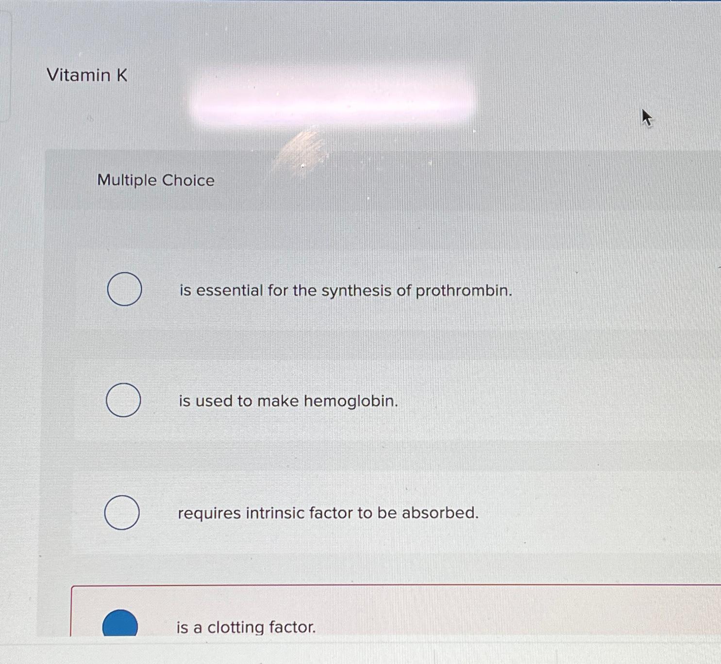 Solved Vitamin KMultiple Choiceis essential for the | Chegg.com
