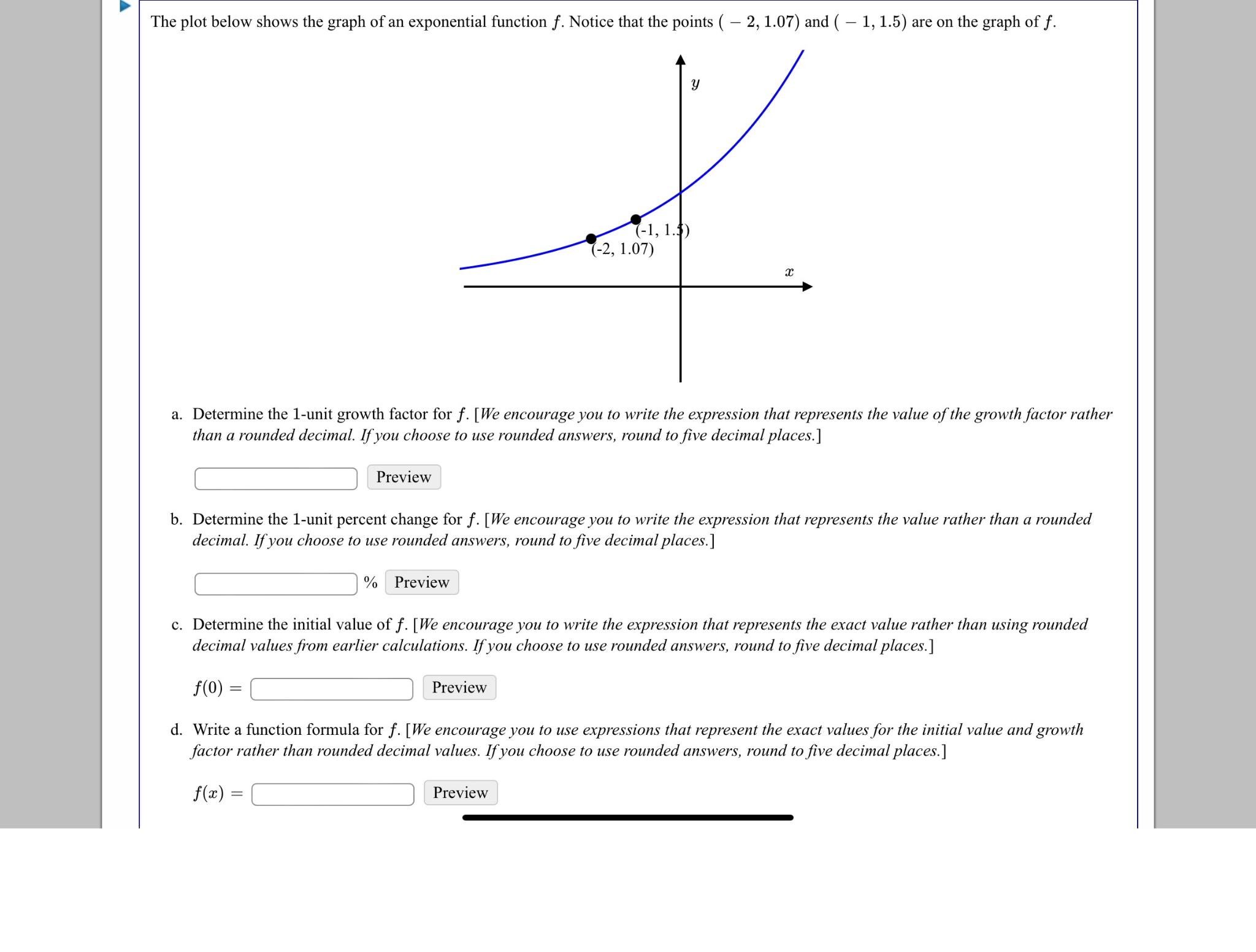 Solved The plot below shows the graph of an exponential | Chegg.com