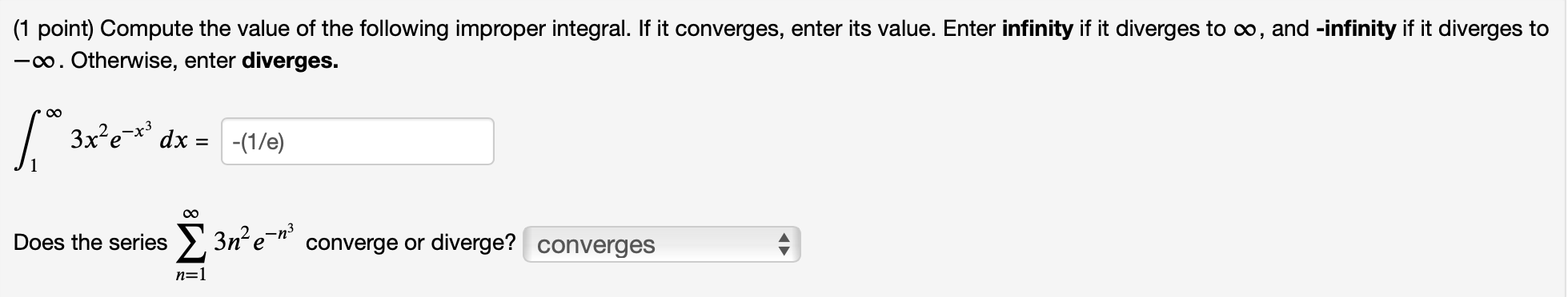 Solved (1 ﻿point) ﻿Compute the value of the following | Chegg.com