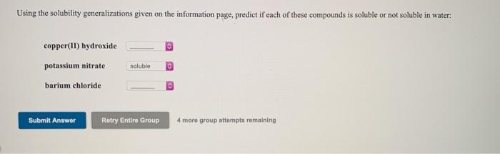 Solved Using the solubility generalizations given on the | Chegg.com
