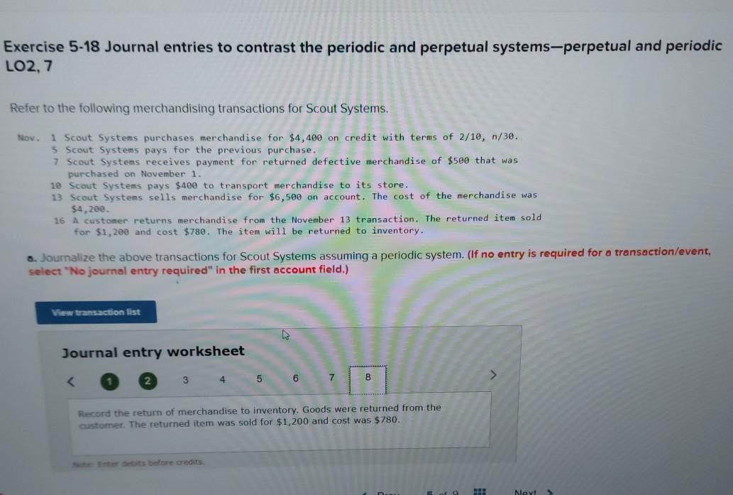 Solved Exercise 5-18 Journal entries to contrast the | Chegg.com