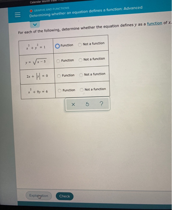Solved Calendar Month O GRAPHS AND FUNCTIONS Determining | Chegg.com