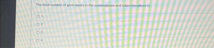 The total number of germ layers in the somatopleure | Chegg.com