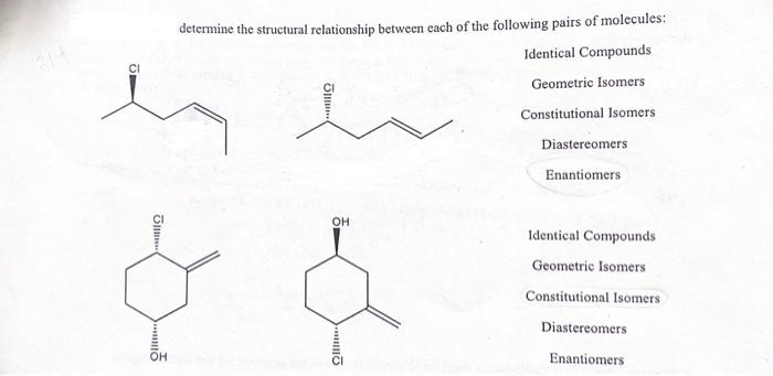 Solved Determine the structural relationship between each of | Chegg.com