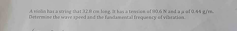 Solved A violin has a string that 32.8cm ﻿long. It has a | Chegg.com