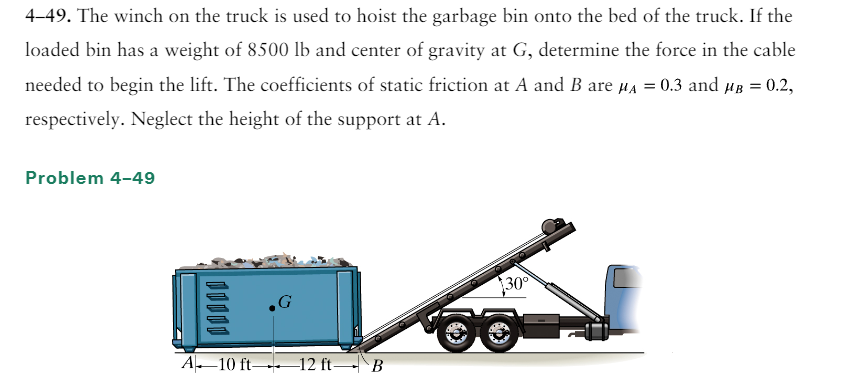 Solved 4-49. ﻿The winch on the truck is used to hoist the | Chegg.com