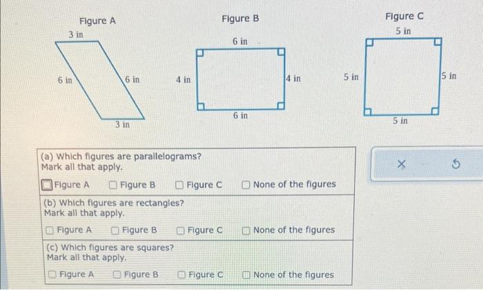 Solved (a) Which figures are parallelograms? Mark all that | Chegg.com