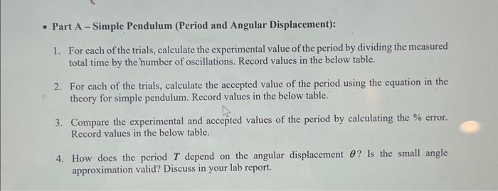 Solved - Part A - Simple Pendulum (Period and Angular | Chegg.com Solved - Part A - Simple Pendulum (Period and Angular | Chegg.com