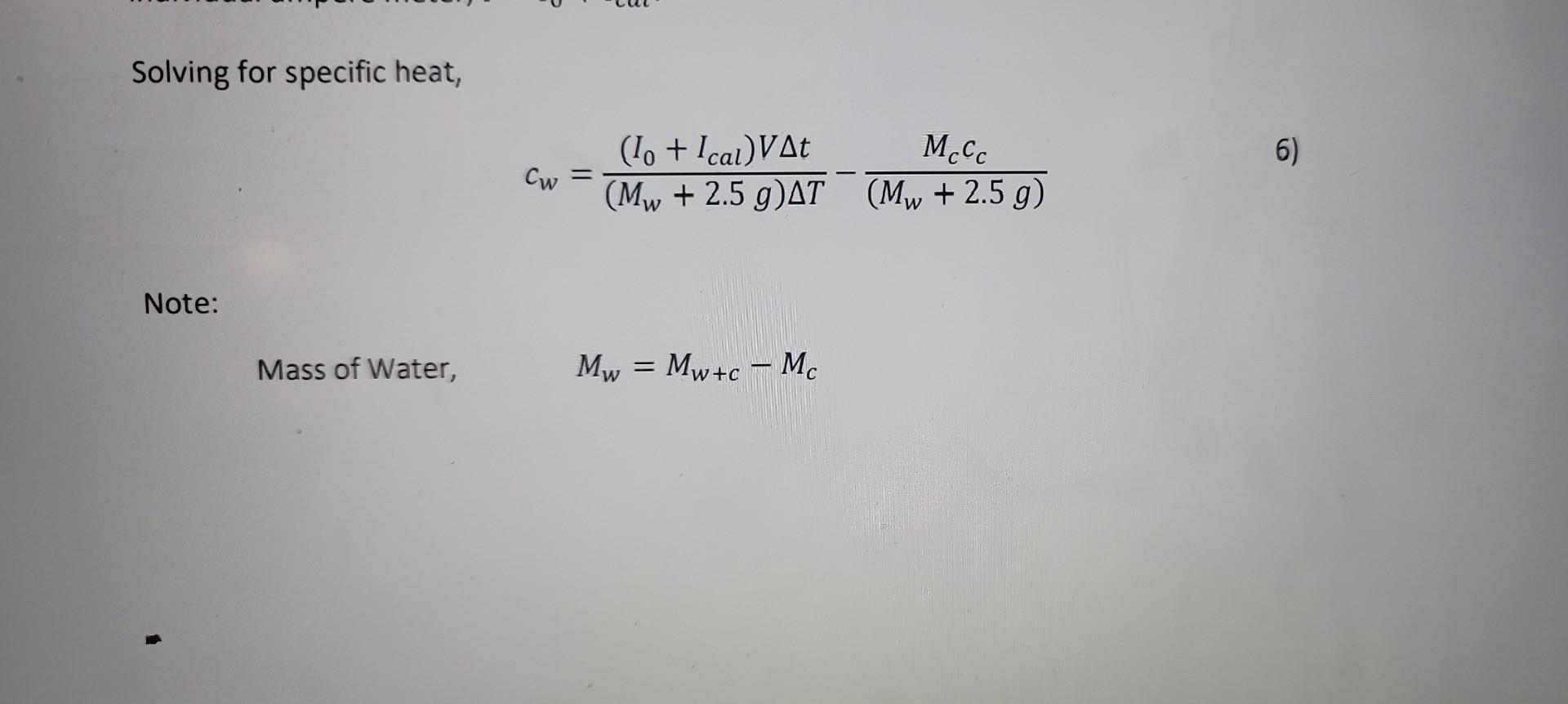 Solved Lab 5 - Specific heat capacity of water and Specific | Chegg.com