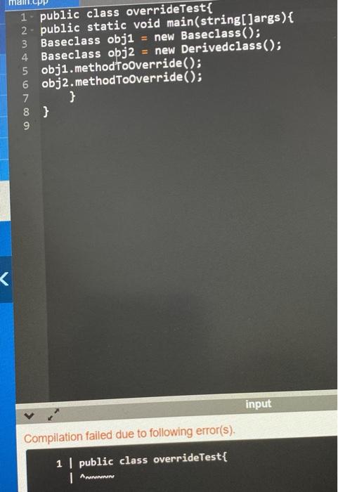 Solved 1. public class overrideTest{ 2. public static void | Chegg.com