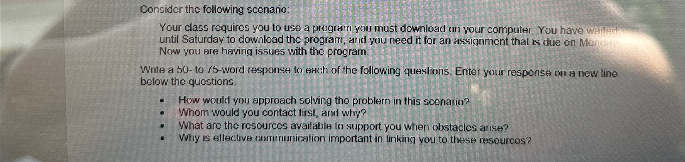 Solved Consider the following scenario:Your class requires | Chegg.com