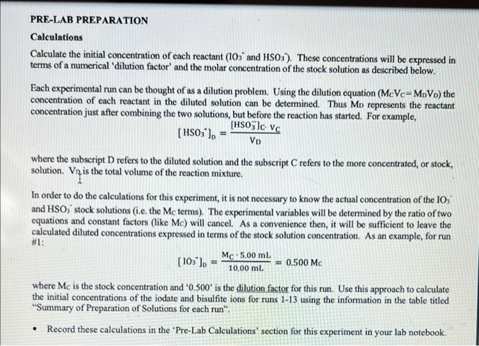 Solved PRE-LAB ASSIGNMENT - KINETICS See the previously | Chegg.com