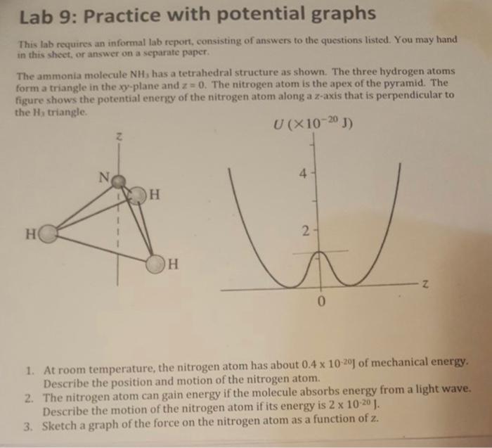 Solved Lab 9: Practice with potential graphs This lab | Chegg.com