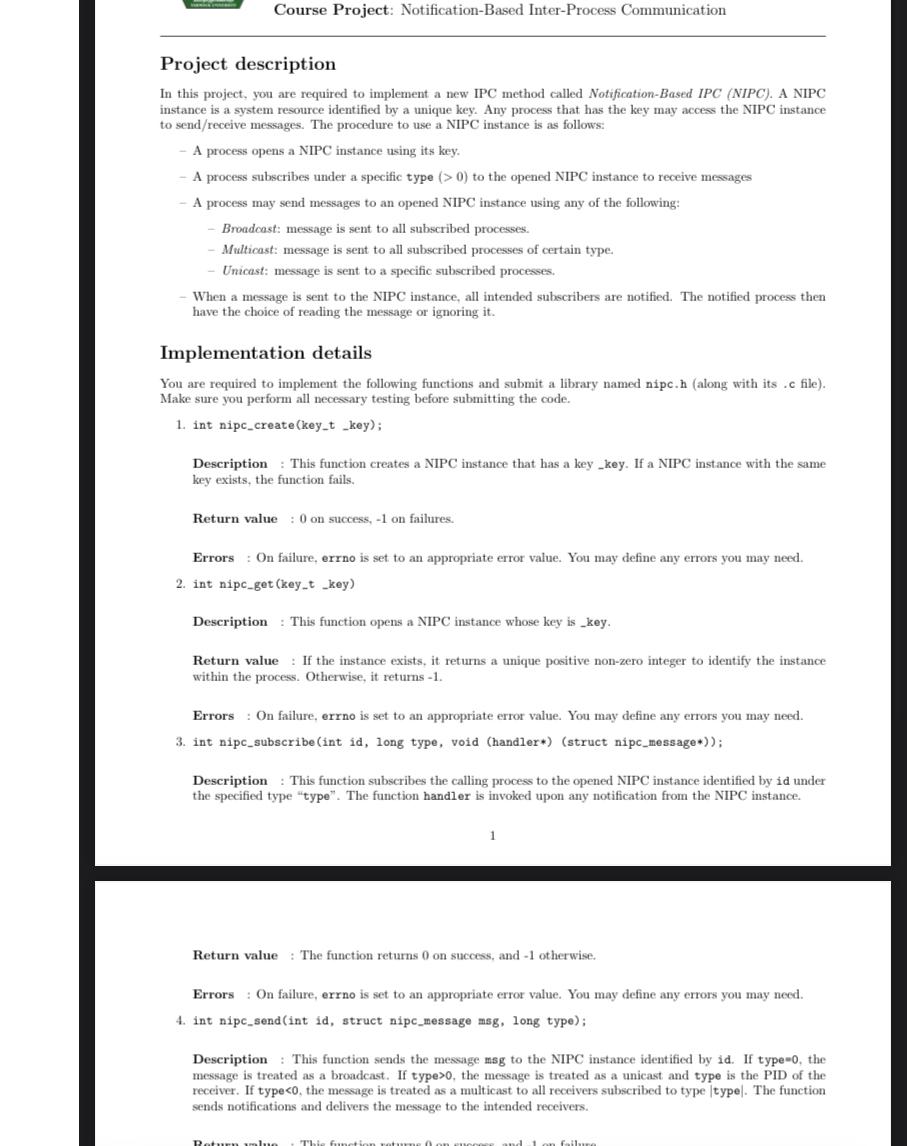 Solved Course Project: Notification-Based Inter-Process | Chegg.com