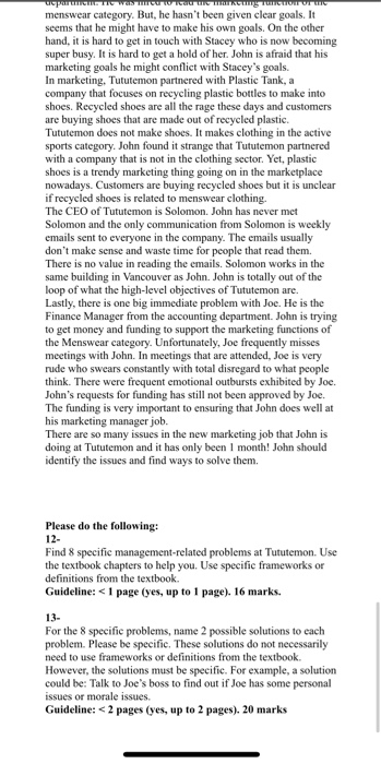 Solved Part 2: Case Study (Disclaimer: Fictitious case | Chegg.com