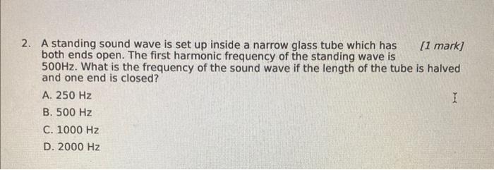 Solved 2. A standing sound wave is set up inside a narrow | Chegg.com