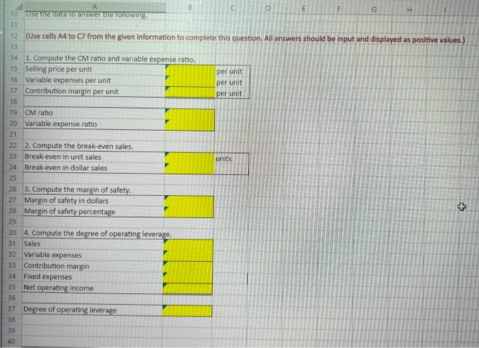 Solved Given the following information complete a CVP | Chegg.com