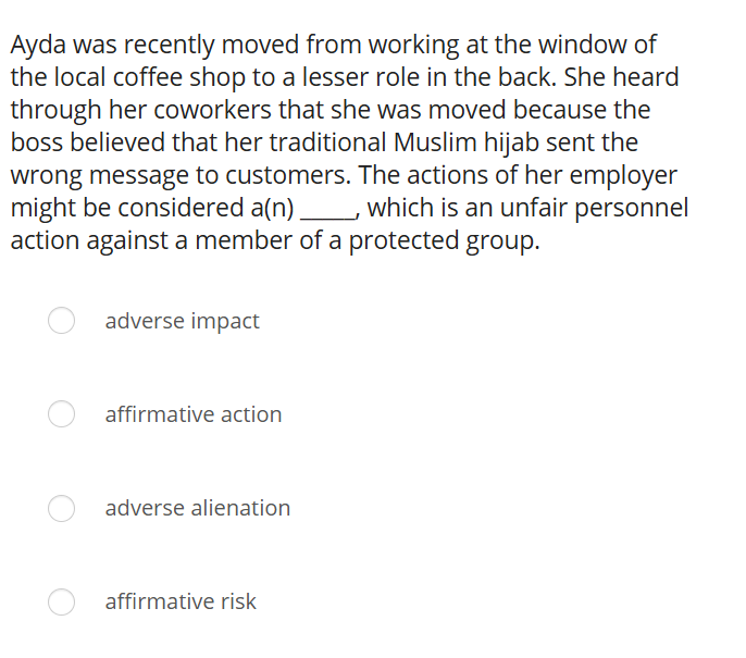 Solved Ayda was recently moved from working at the window of | Chegg.com