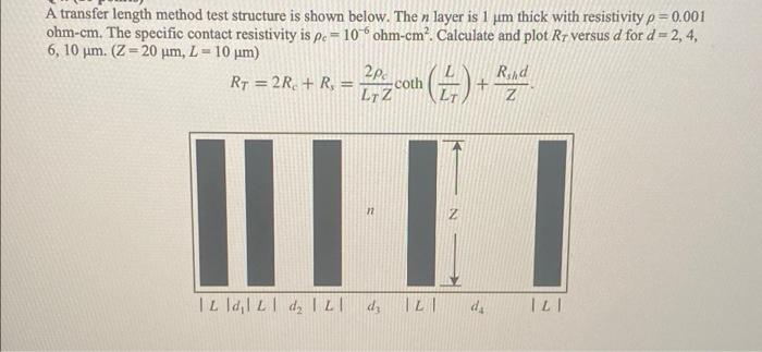 Solved A transfer length method test structure is shown | Chegg.com