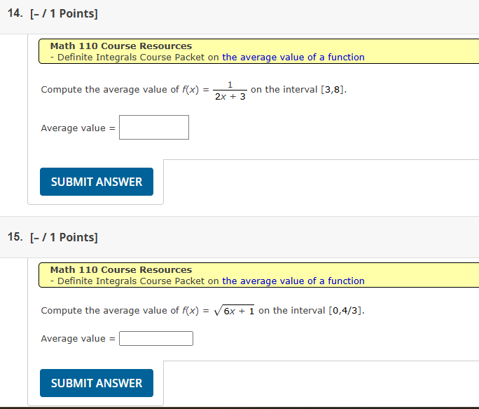 Solved [- ?? 1 ﻿Points]Math 110 ﻿Course ResourcesDefinite | Chegg.com